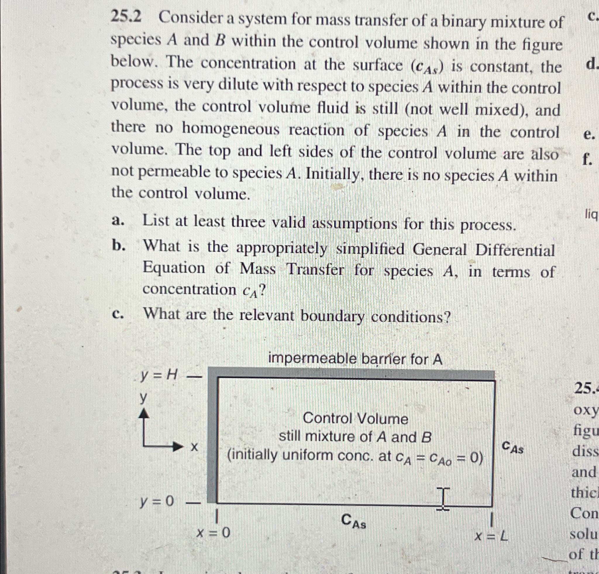Solved 25.2 Consider a system for mass transfer of a binary | Chegg.com