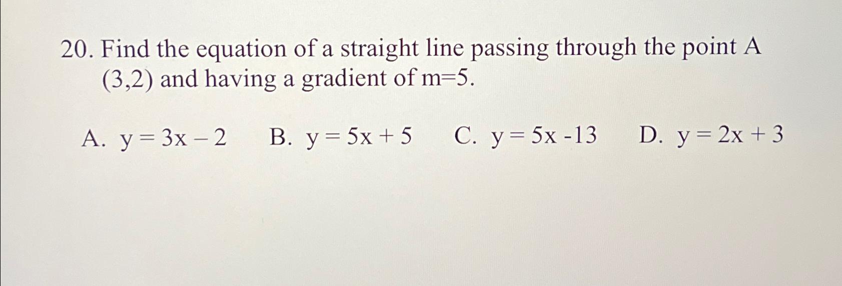 Solved Find the equation of a straight line passing through | Chegg.com