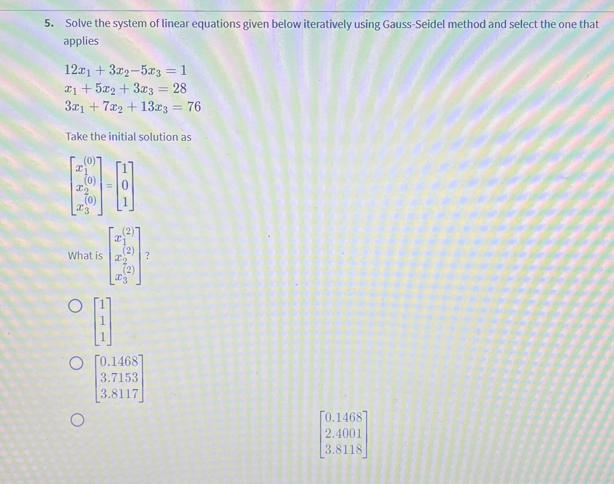 Solved Solve the system of linear equations given below | Chegg.com