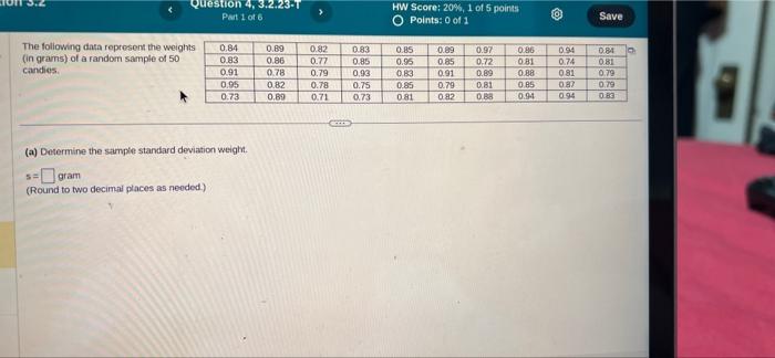 Solved The following data represent the weights (in grams) | Chegg.com