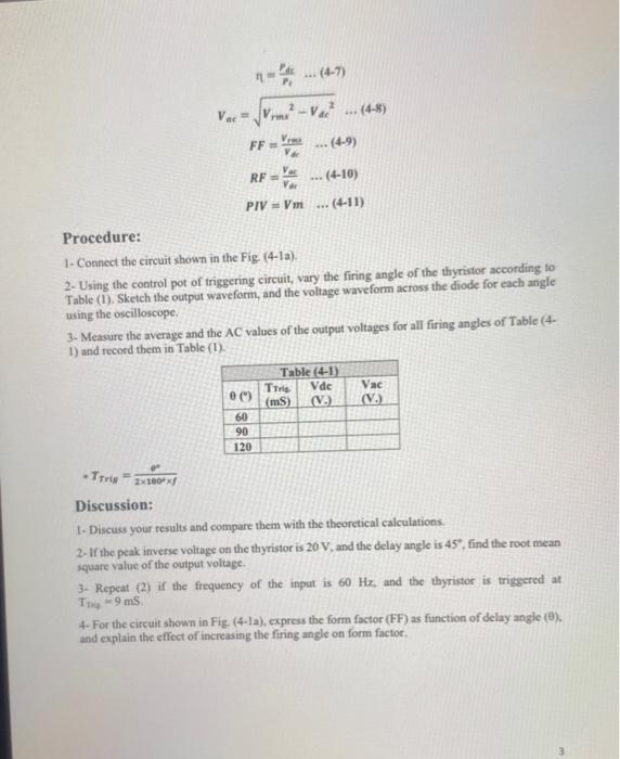 Solved Experiment (4) Controlled Rectifiers - Single Phase | Chegg.com