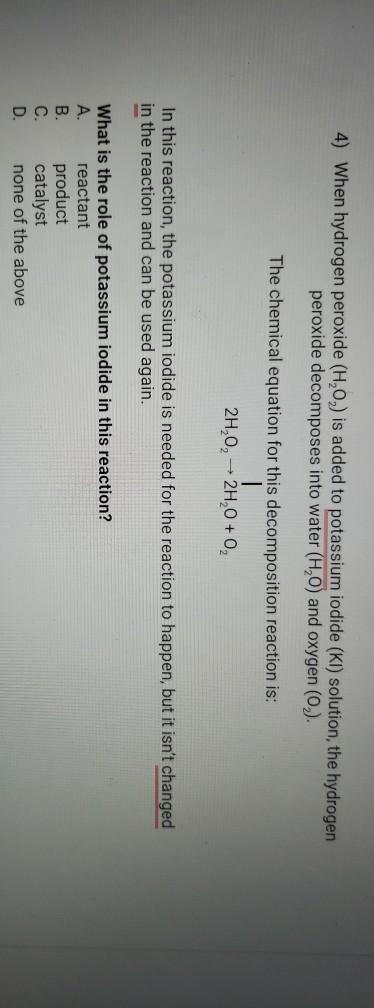 Chemical Equation For Hydrogen Peroxide And Potassium Iodide Reaction ...