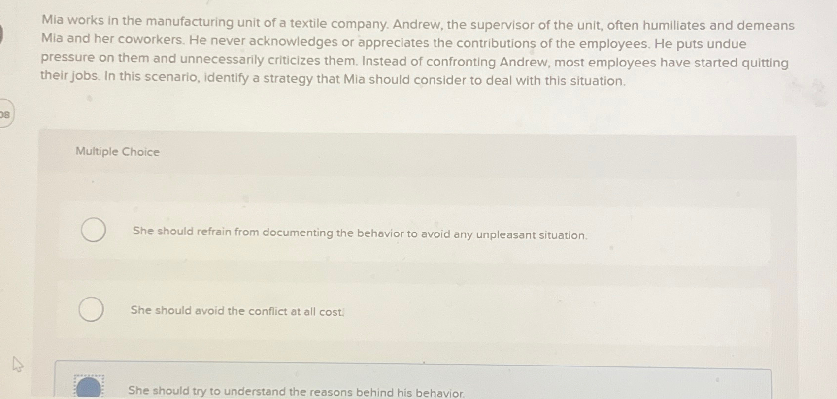 Solved Mia works in the manufacturing unit of a textile | Chegg.com