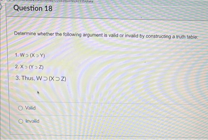 Determine whether the following argument is valid or | Chegg.com