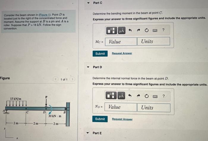 Solved Consider the beam shown in (Figure 1). Point D is | Chegg.com
