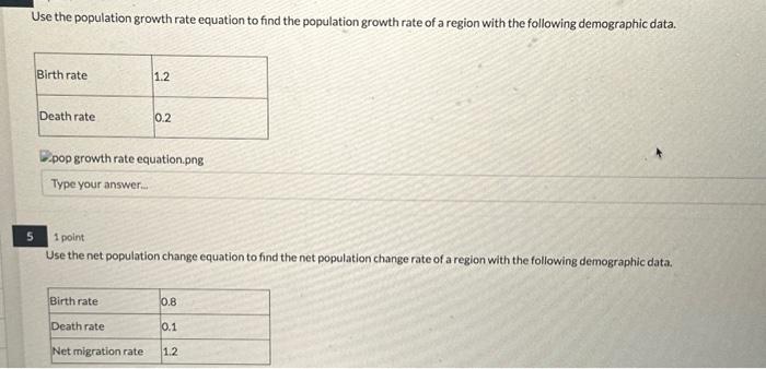 Solved Use the population growth rate equation to find the | Chegg.com