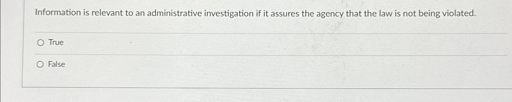 Solved Information is relevant to an administrative | Chegg.com