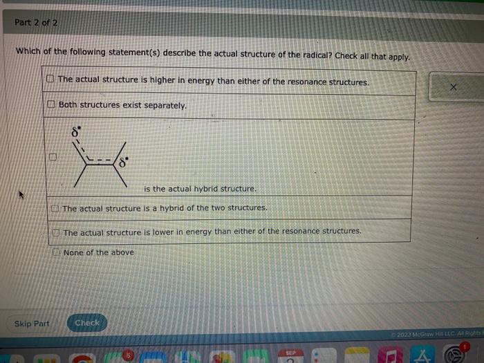 Solved Consider the following radical. Part 1 of 2 Draw the | Chegg.com