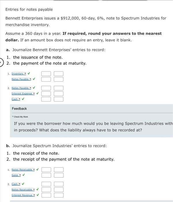 Solved Entries for notes payable Bennett Enterprises issues | Chegg.com