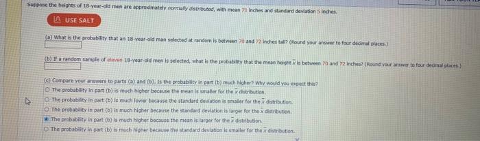 Solved Suppose the heights of 18-vear-old men are | Chegg.com