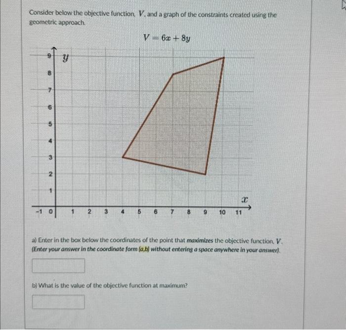 Solved Consider below the objective function, V, and a graph | Chegg.com