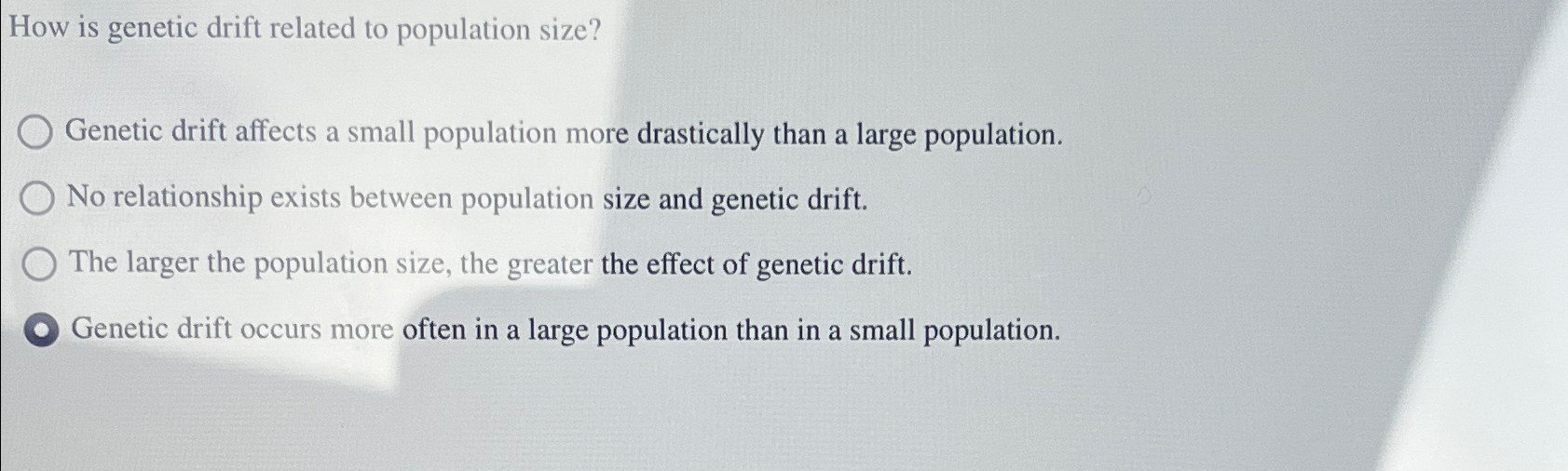 Solved How is genetic drift related to population | Chegg.com