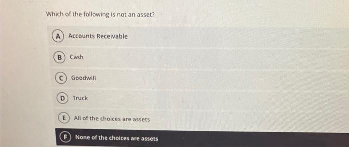 Solved Which of the following is not an asset? Accounts | Chegg.com