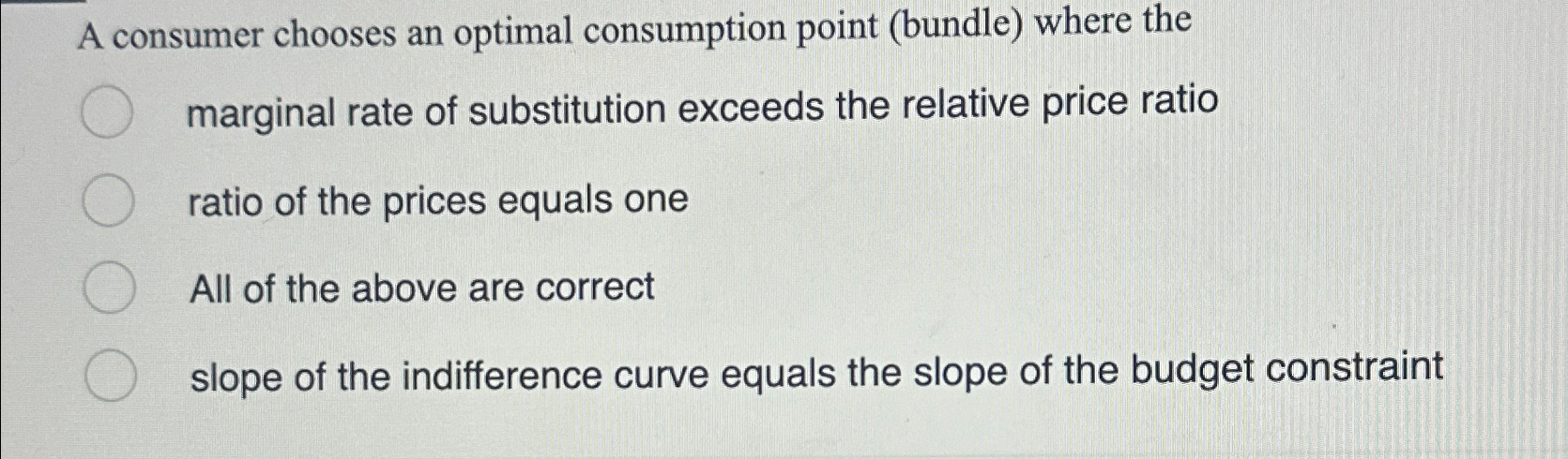 Solved A consumer chooses an optimal consumption point | Chegg.com