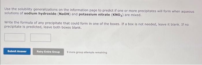 Solved Use the solubility generalizations on the information | Chegg.com