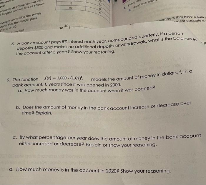 Solved deposits $500 and the account after 5 years? Show | Chegg.com