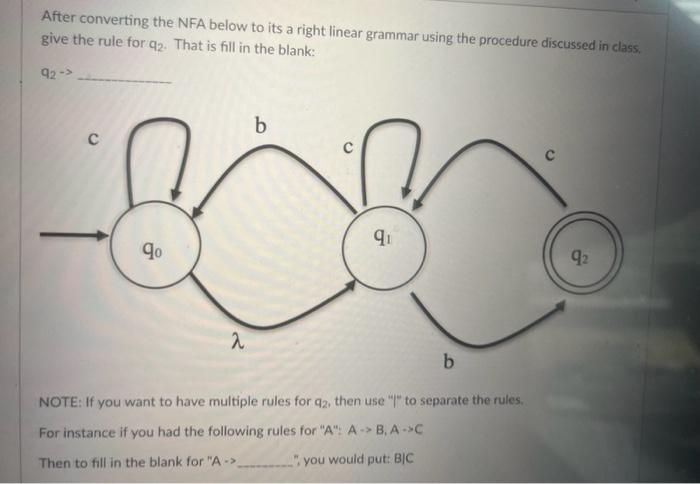 Solved After Converting The Nfa Below To Its A Right Linear 