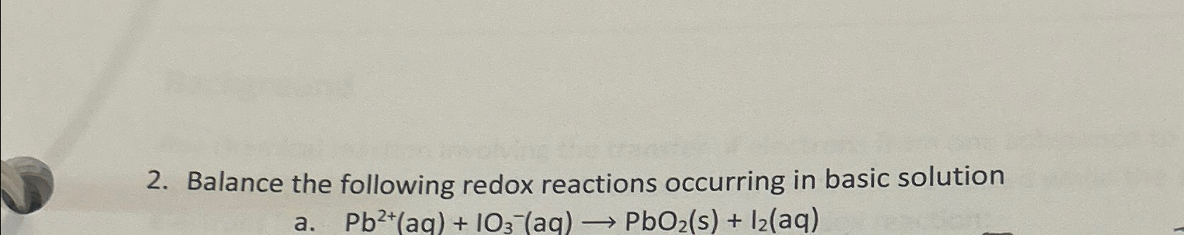 Solved Balance the following redox reactions occurring in | Chegg.com