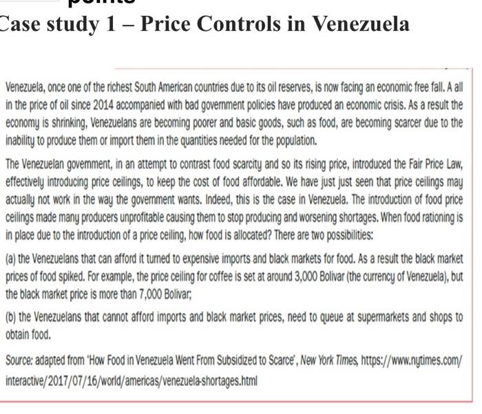 Solved Case study 1 - Price Controls in Venezuela Venezvela, | Chegg.com