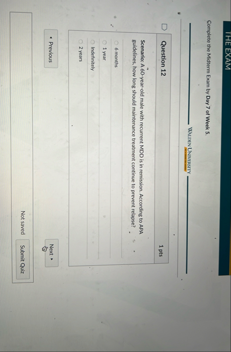 Solved IHE EXAMComplete the Midterm Exam by Day 7 ﻿of Week | Chegg.com