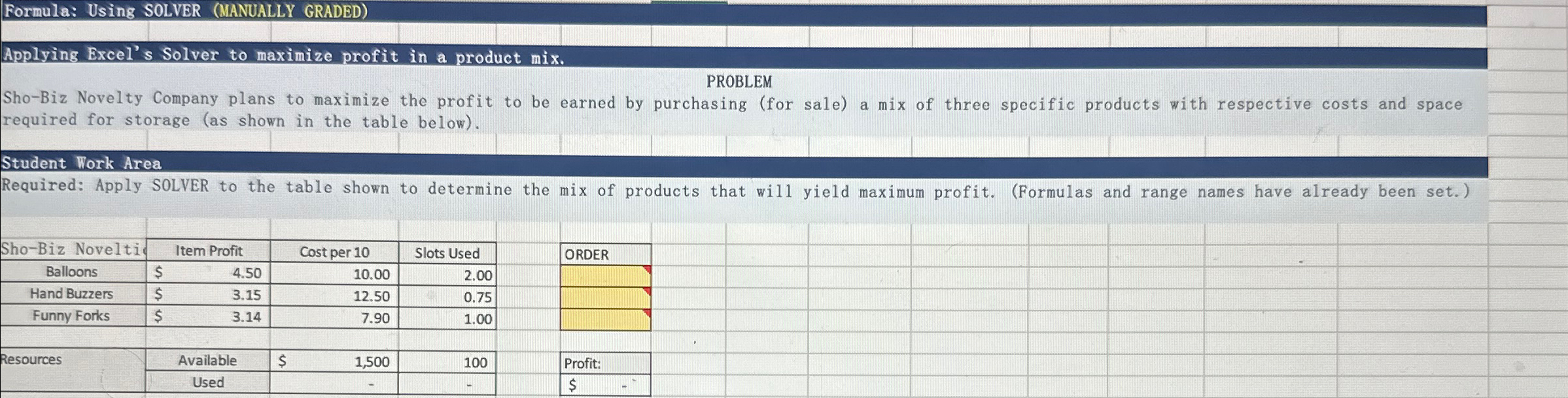 Solved Formula: Using SOLVER (MANUALLY GRADED)Applying | Chegg.com