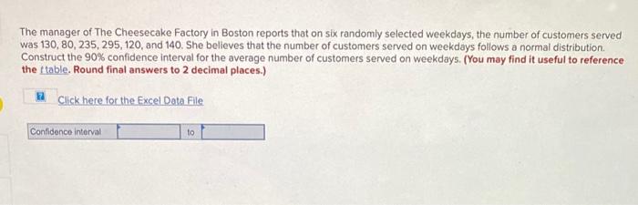 Solved The manager of The Cheesecake Factory in Boston | Chegg.com