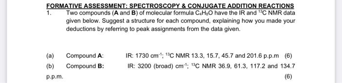 Solved FORMATIVE ASSESSMENT: SPECTROSCOPY \& CONJUGATE | Chegg.com