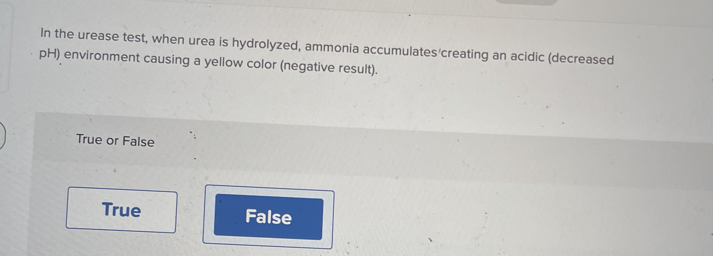 Solved In the urease test, when urea is hydrolyzed, ammonia | Chegg.com