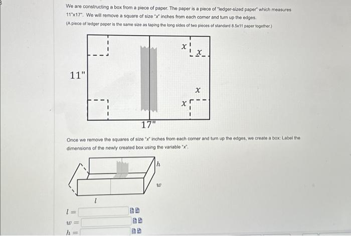 Solved We are constructing a box from a piece of paper. The | Chegg.com
