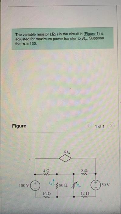 Solved The variable resistor (R.) in the circuit in (Figure | Chegg.com