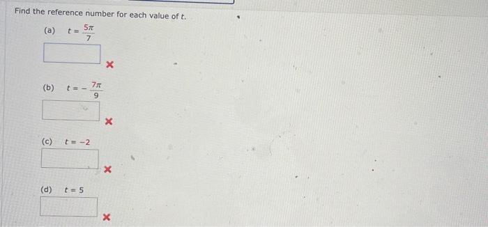 Solved Find the reference number for each value of t. (a) | Chegg.com