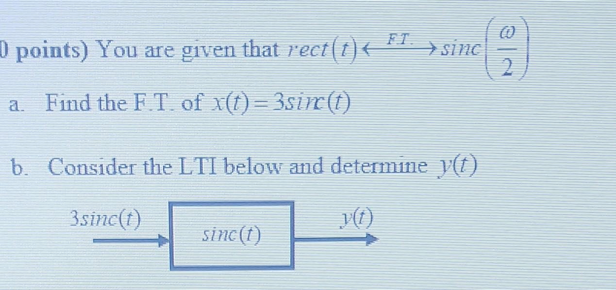 Solved points) You are given that rect (t) FTsin(2ω) a. Find | Chegg.com