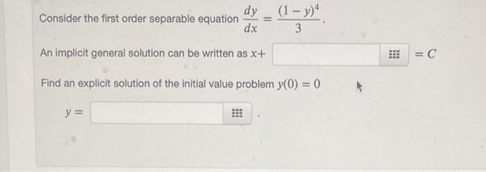 Solved Consider The First Order Separable Equation