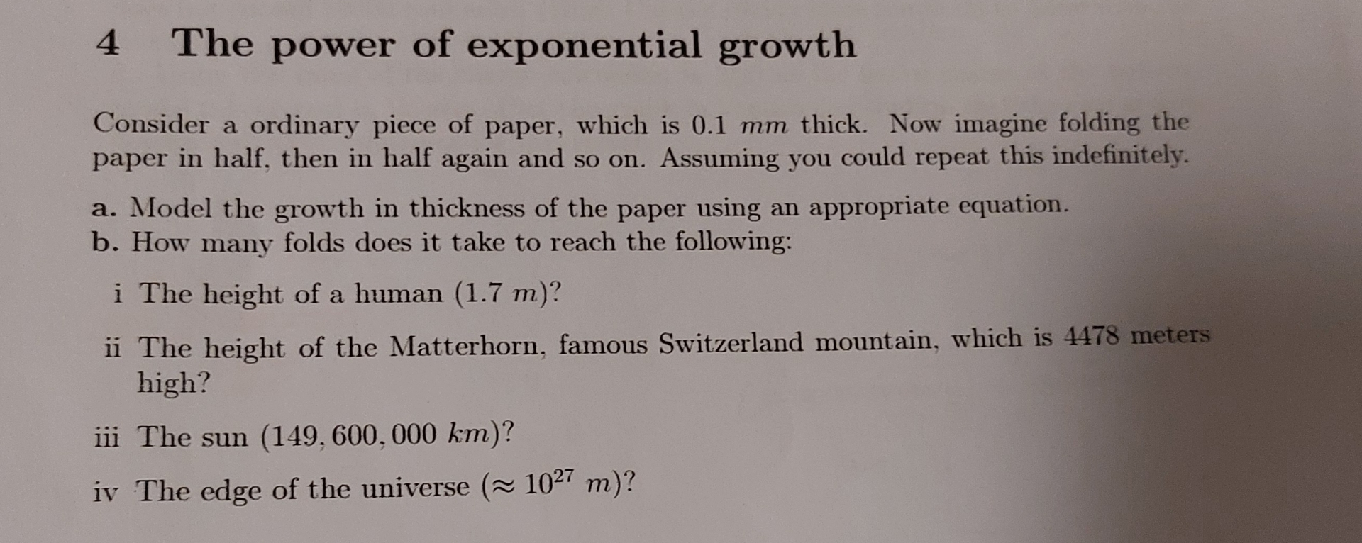 4 ﻿The power of exponential growthConsider a ordinary | Chegg.com