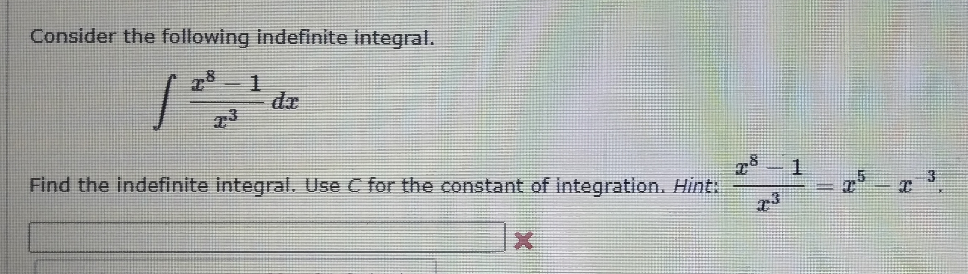Solved Consider the following indefinite | Chegg.com Solved Consider the following indefinite | Chegg.com