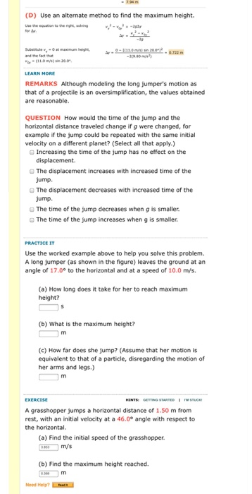 Solved EXAMPLE 3.6 The Long Jump GOAL Solve a | Chegg.com