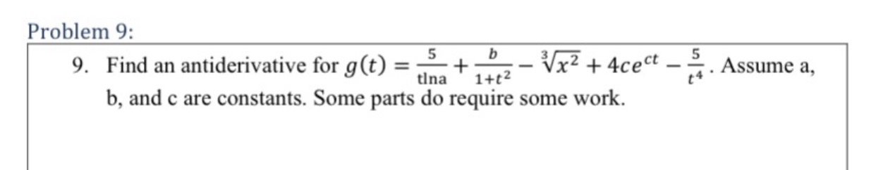 Solved Problem 9:9. ﻿Find an antiderivative for | Chegg.com