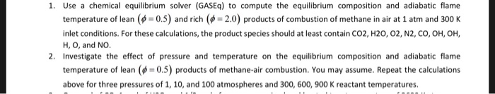1. Use a chemical equilibrium solver (GASEq) to | Chegg.com