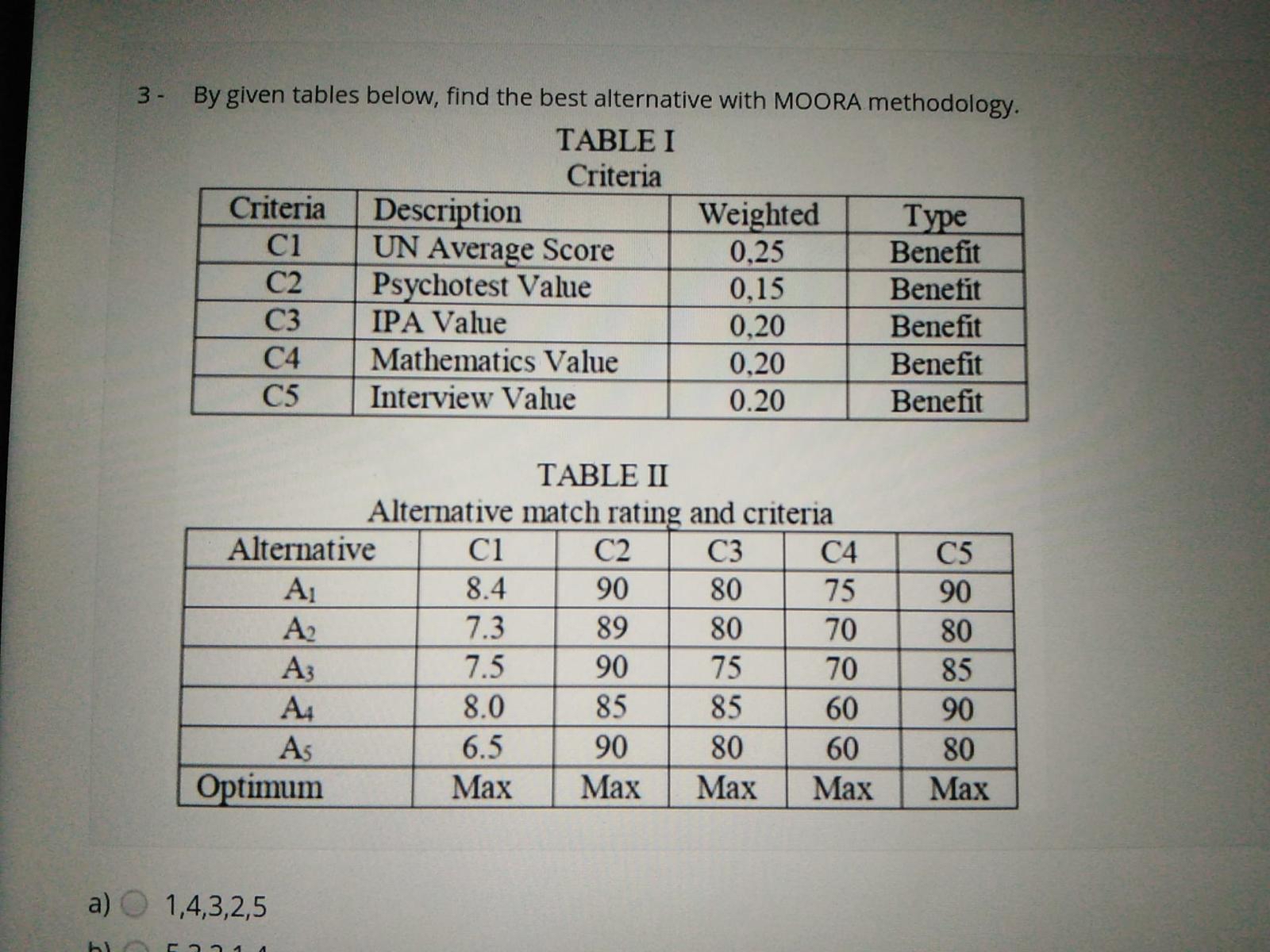 Solved 3- ﻿By given tables below, find the best alternative | Chegg.com