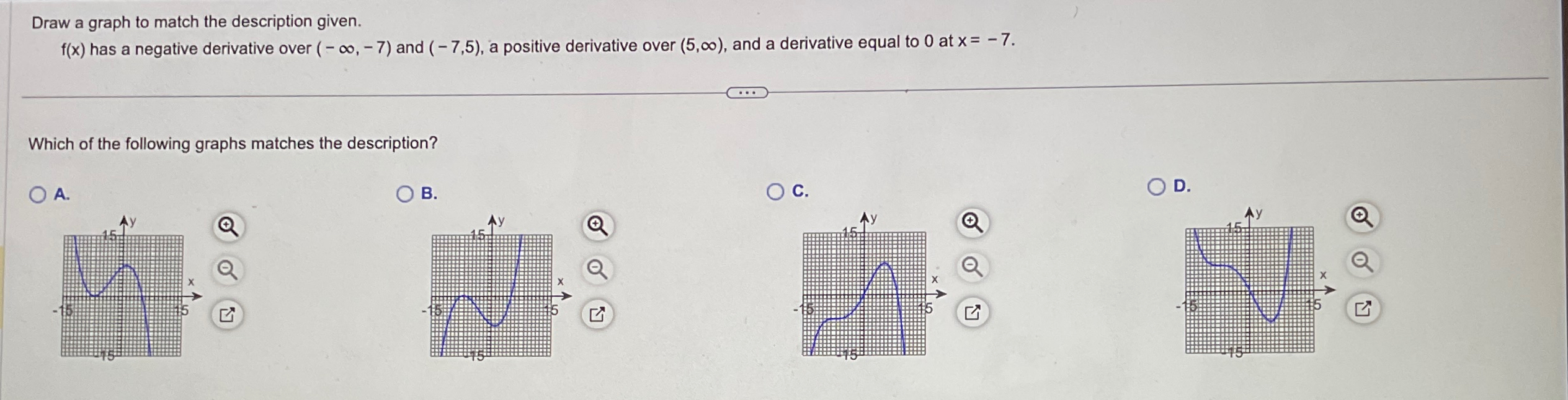 Solved Draw a graph to match the description given.f(x) ﻿has | Chegg.com
