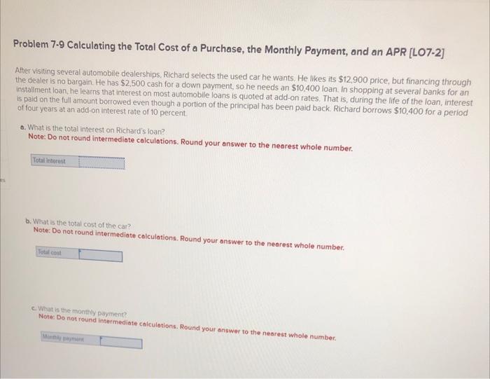 Solved Problem 7.9 Calculating the Total Cost of a Purchase, | Chegg.com