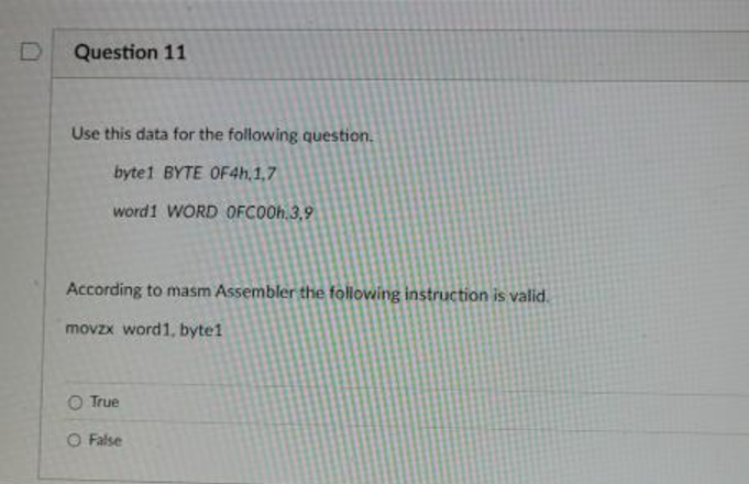 Solved According to masm Assembler the following instruction | Chegg.com