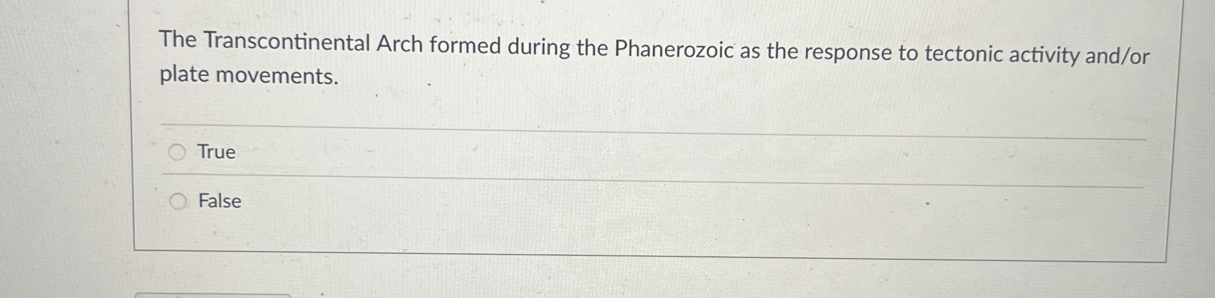 Solved The Transcontinental Arch formed during the | Chegg.com