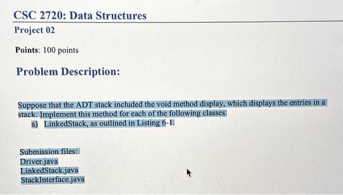 Solved Suppose that the ADT stack included the void method | Chegg.com