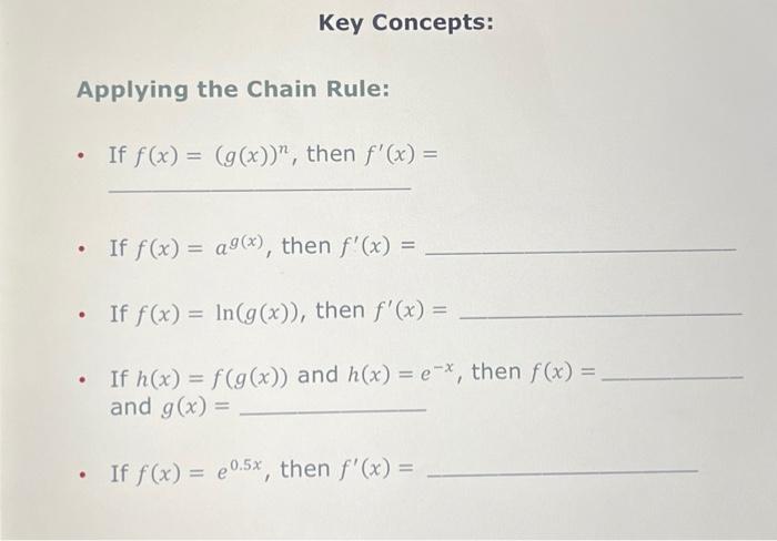 Solved Key Concepts: Applying the Chain Rule: - If | Chegg.com