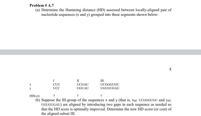 Solved Problem # A.7 (a) Determine the Hamming distance (HD) | Chegg.com