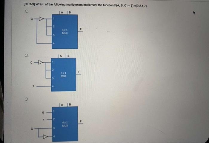Solved [CLO-3] Which of the following multiplexers implement | Chegg.com