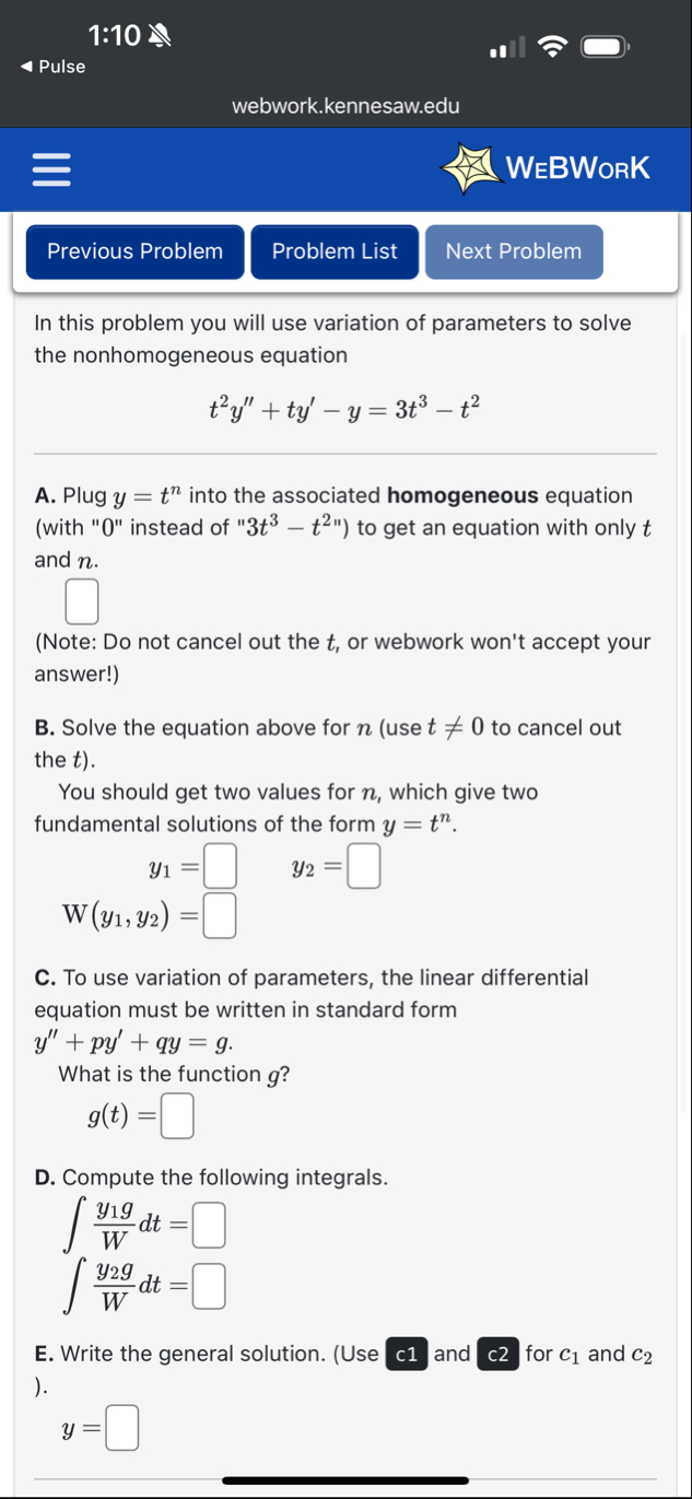1:10Pulsewebwork.kennesaw.eduWeBWorKIn this problem | Chegg.com