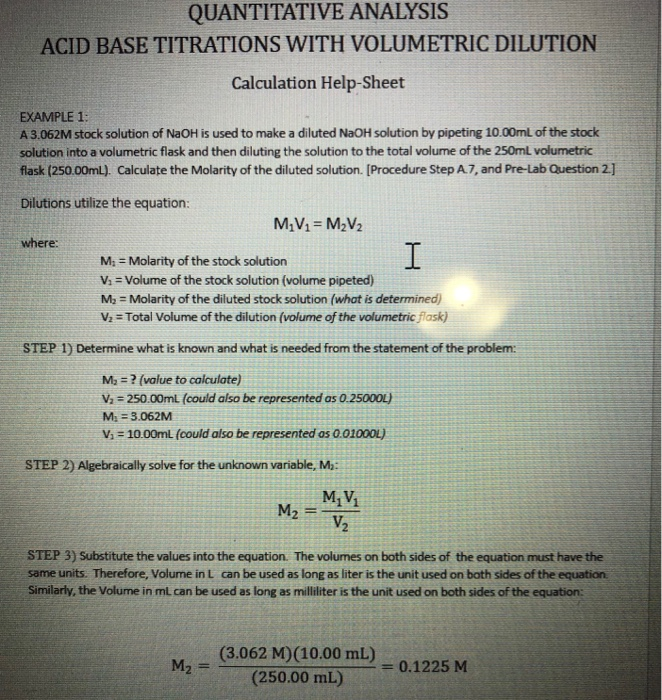 Solved QUANTITATIVE ANALYSIS ACID BASE TITRATIONS WITH | Chegg.com