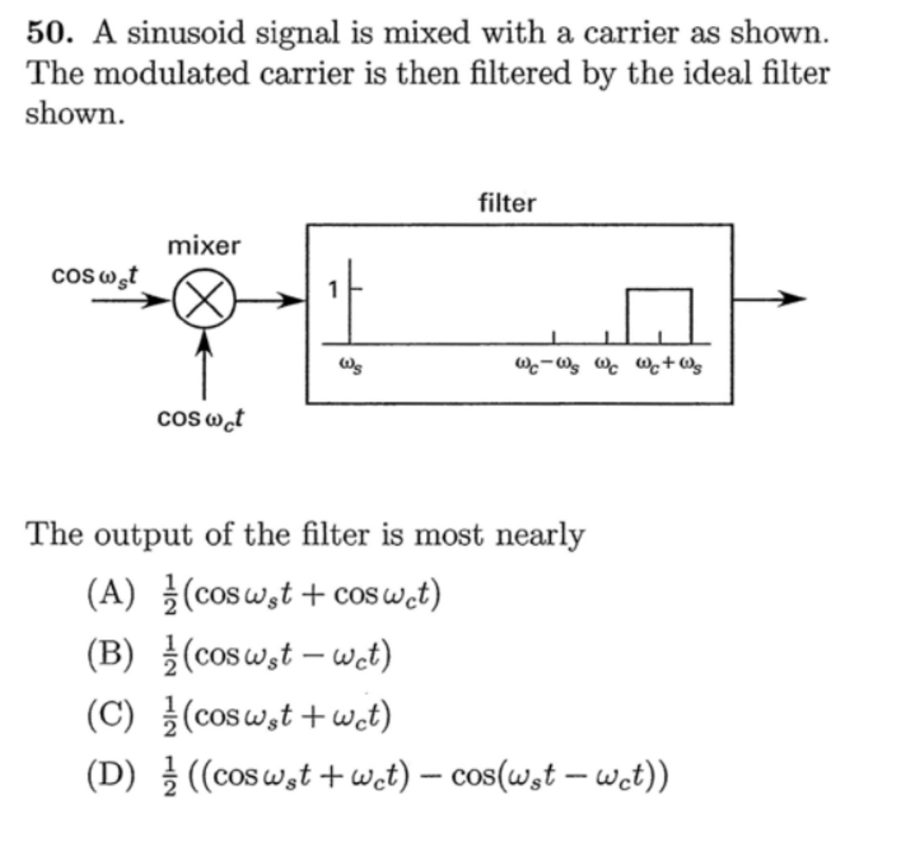 Solved A sinusoid ﻿signal is ﻿mixed with a carrier as | Chegg.com